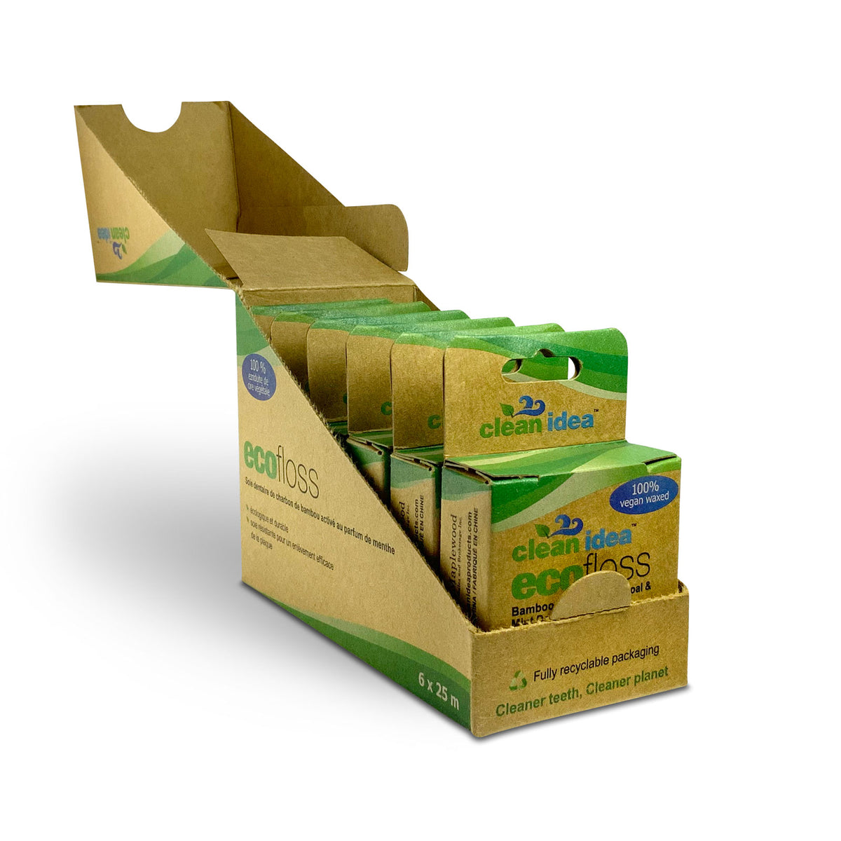 Clean Idea Eco Floss 6x25m Dental Floss - Vegan Waxed Dental Floss ...